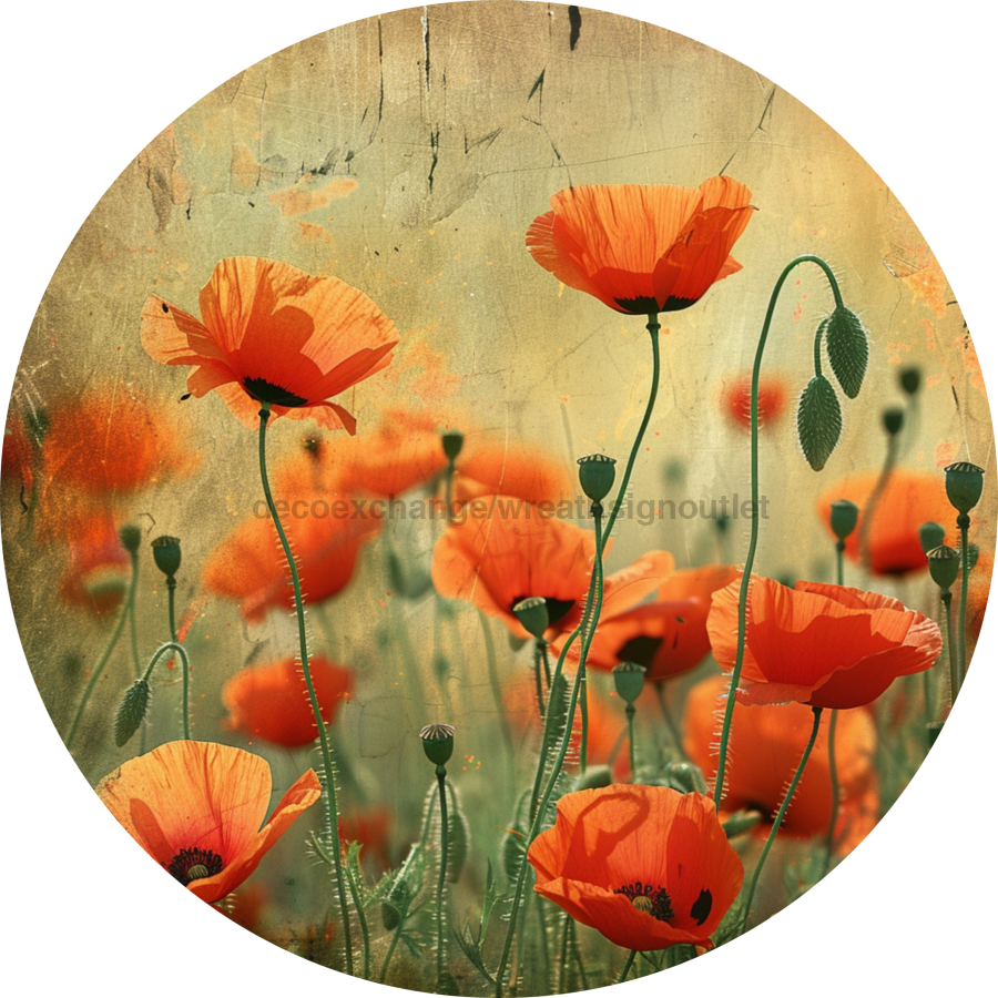 Poppy Wall Art, MB-00019, Sign For Wreath, 10" Metal Sign – Wreath Sign ...