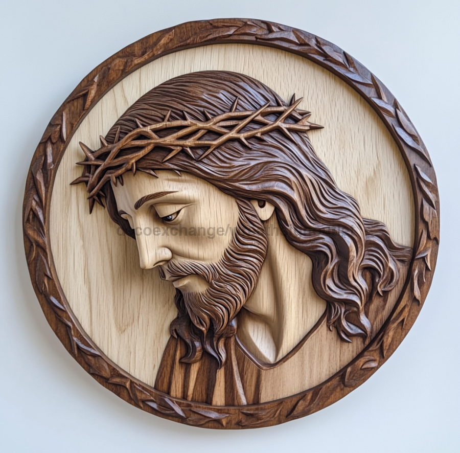 Religious Wood Carving Jesus Sign, DCO-13183-D, Sign For Wreath, 10" W ...