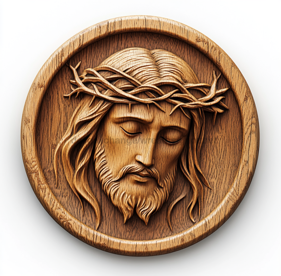 Religious Wood Carving Jesus Sign, DCO-13482-D, Sign For Wreath, 10" W ...