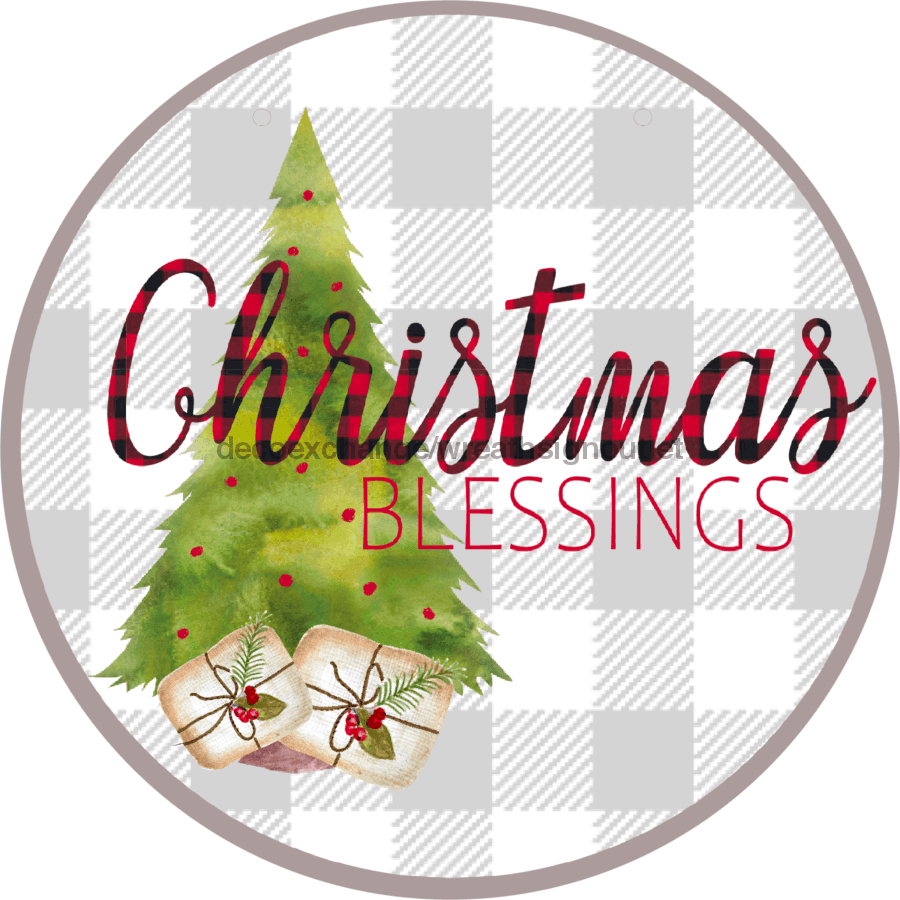 Wreath Sign, Christmas Sign, Christmas Blessing, 10" Round, Metal Sign ...